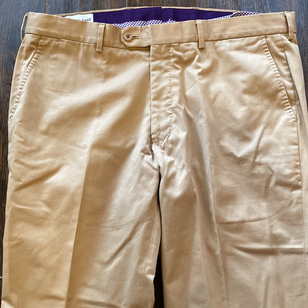 Henry Sage The Ultimate Khaki Flat Front Pants. 36x28 - Gem